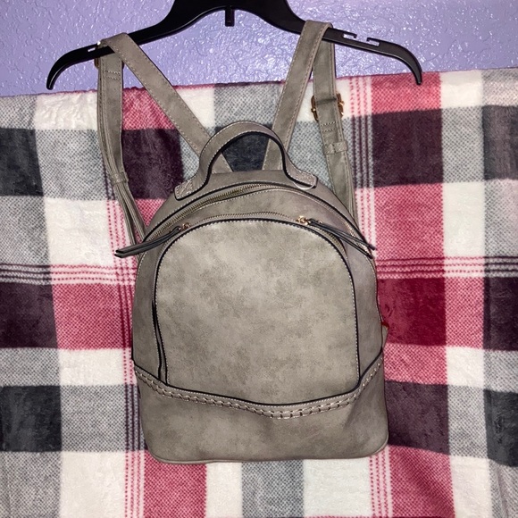Jen & Co | Bags | Jenco Mini Backpack Grey Leather And Gold Accents ...